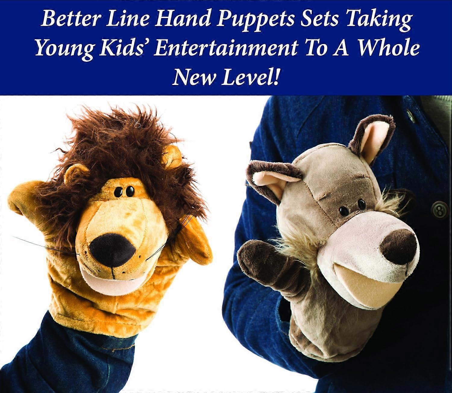 Animal Hand Puppets Set of 2 by BetterLine - Premium Quality, 9.5 ...