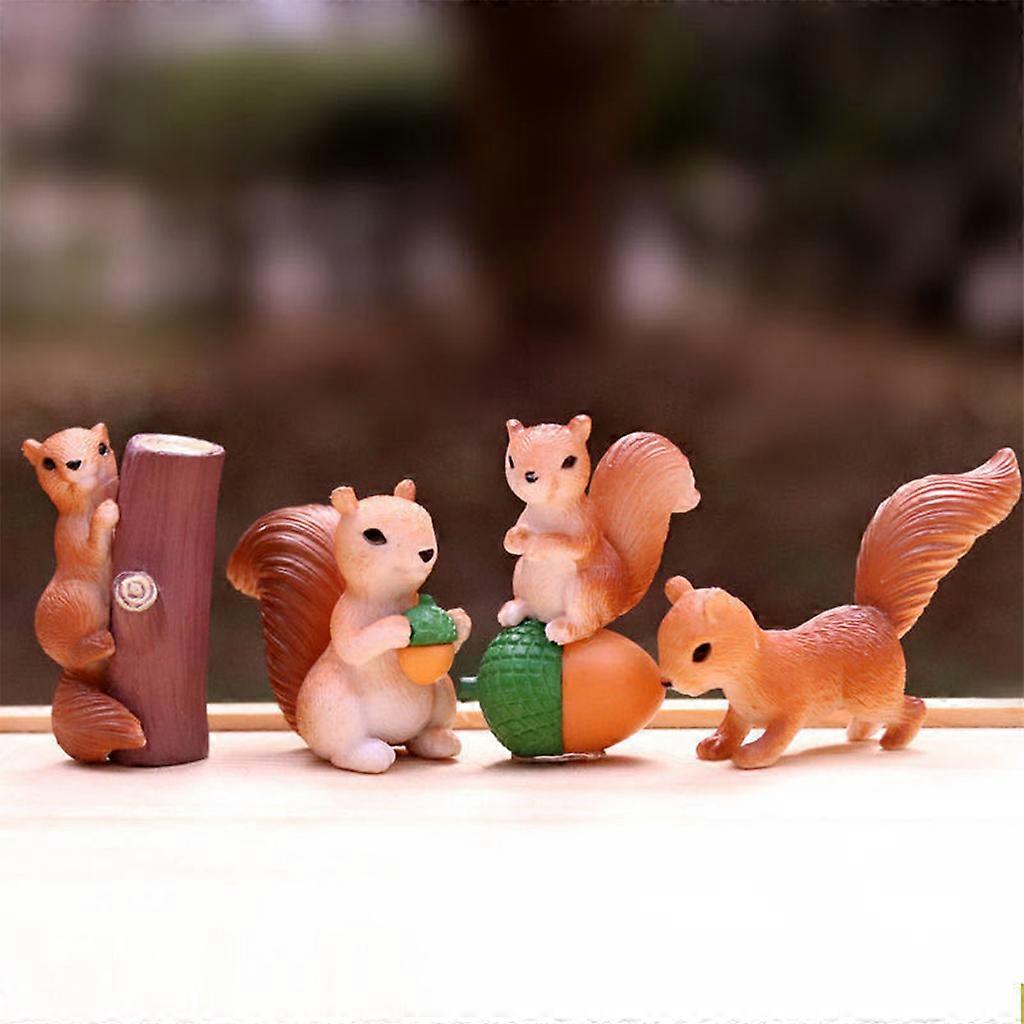 8Pcs Mini Squirrel Miniature Figurines Animals Model Fairy Garden ...