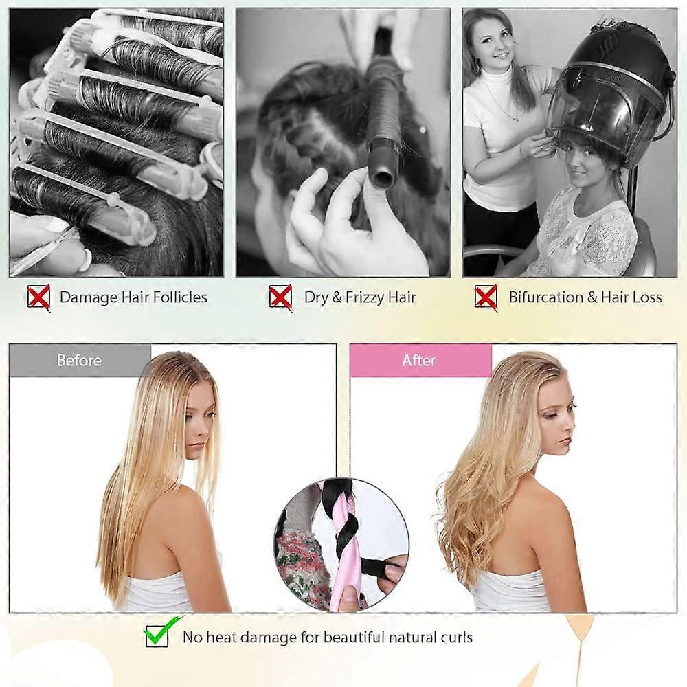 Octopus Design No Heat Hair Curlers for Long Hair, Soft Sleeping ...