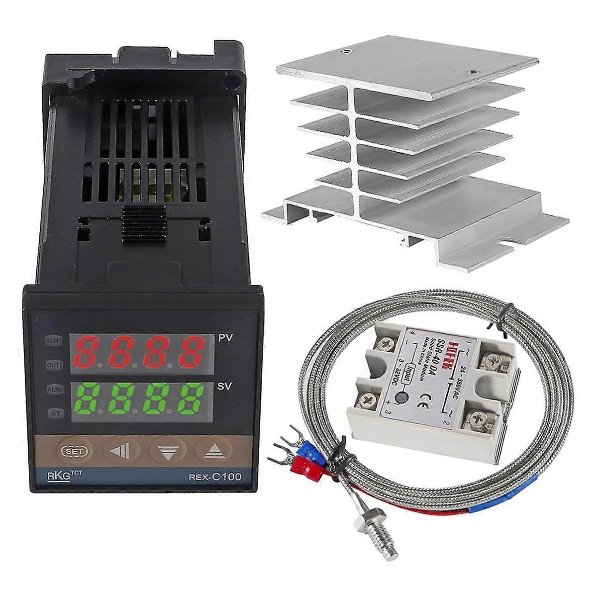 PID-Temperature Controller -C100 Thermostat Kit High Voltage 100ACV to 240ACV+SSR Relay 40DA+ K ...