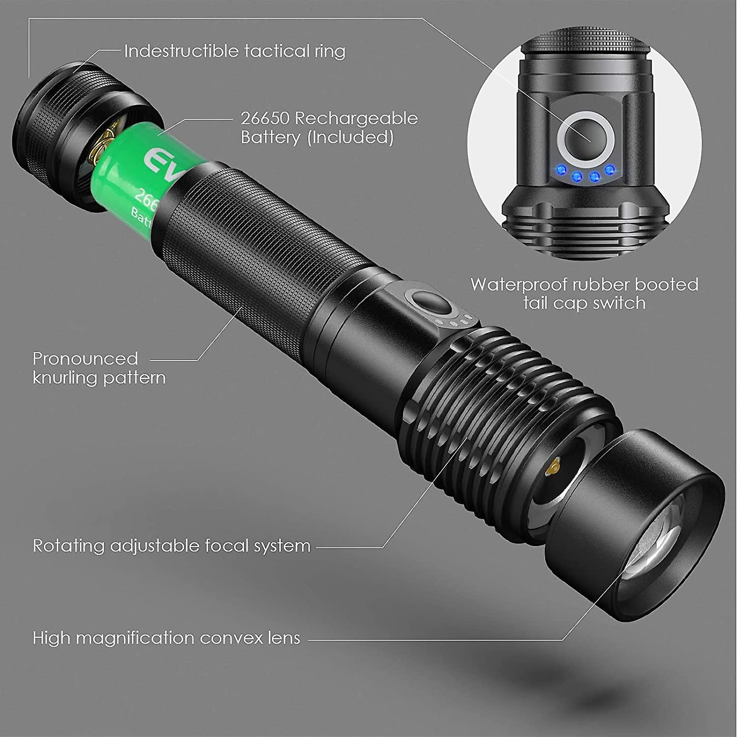 Ultra Powerful Led Torch - Rechargeable Flashlight Lumens Tactical ...