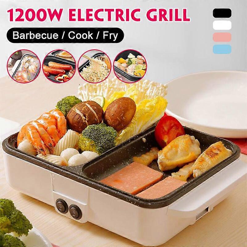 2 in 1 Multifunction 1400W Electric Hot Pot Cooker Barbecue Grill Hot ...