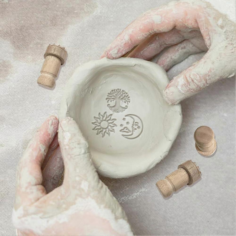 Wooden Stamps 1.8x1 inch Tree of Life Round Stamp Wooden Clay Stamp ...