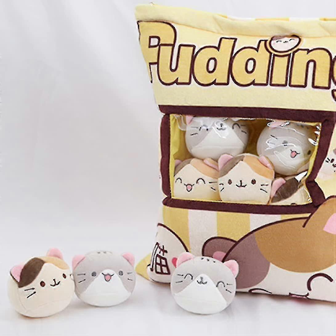 Plush Snack Pillow Soft Cat Stuffed Pudding Cushion With Removable ...