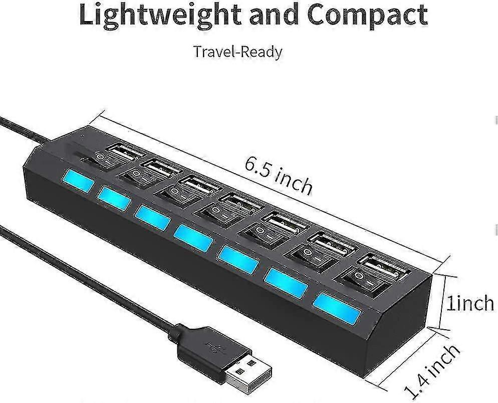 7-port Usb 2.0 Hub With Individual Switches And Leds, 2.0 Splitter ...