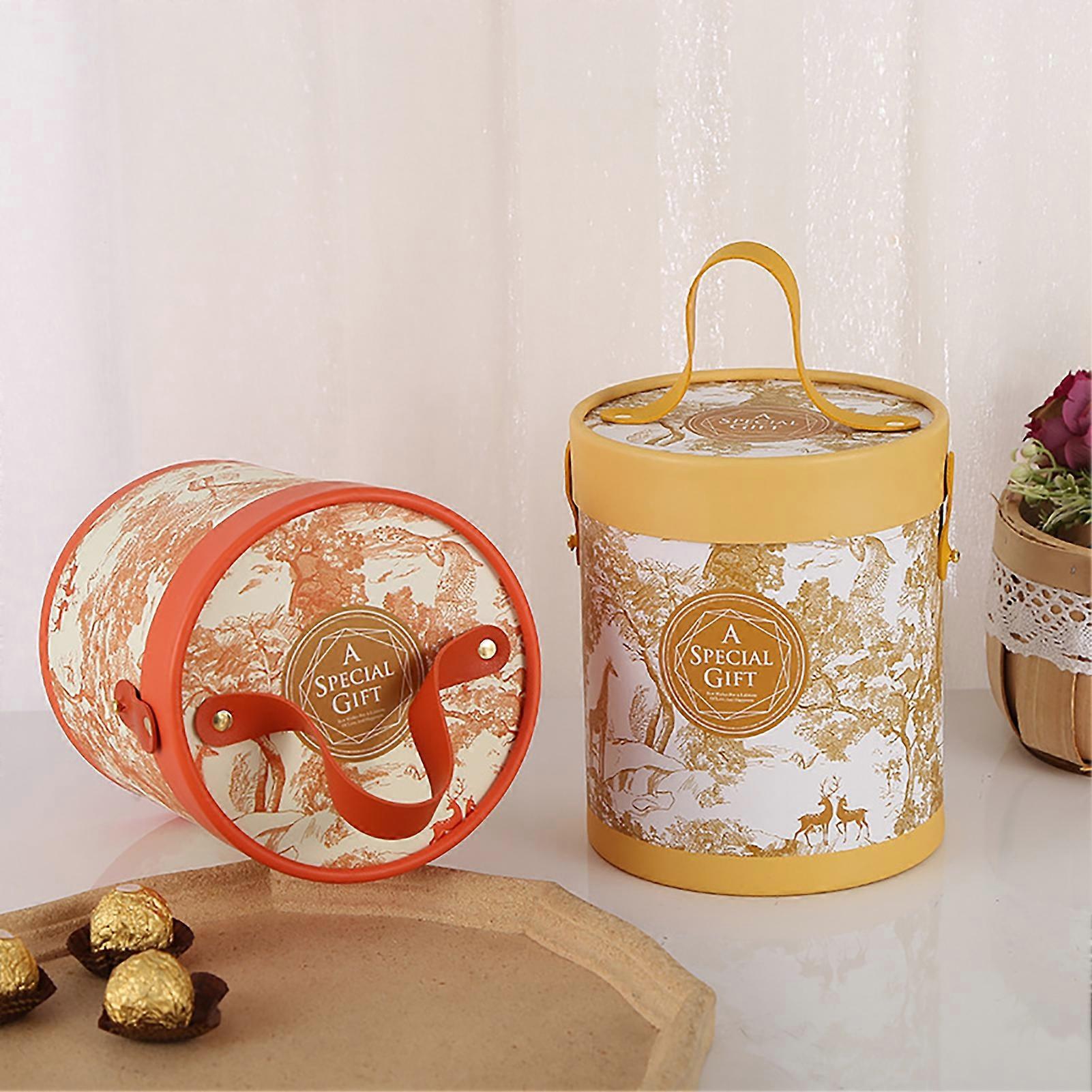 MengXi Gift Box Floral Print Widely Applied Round Shape Lid Bucket Florist Gift Packaging Box ...