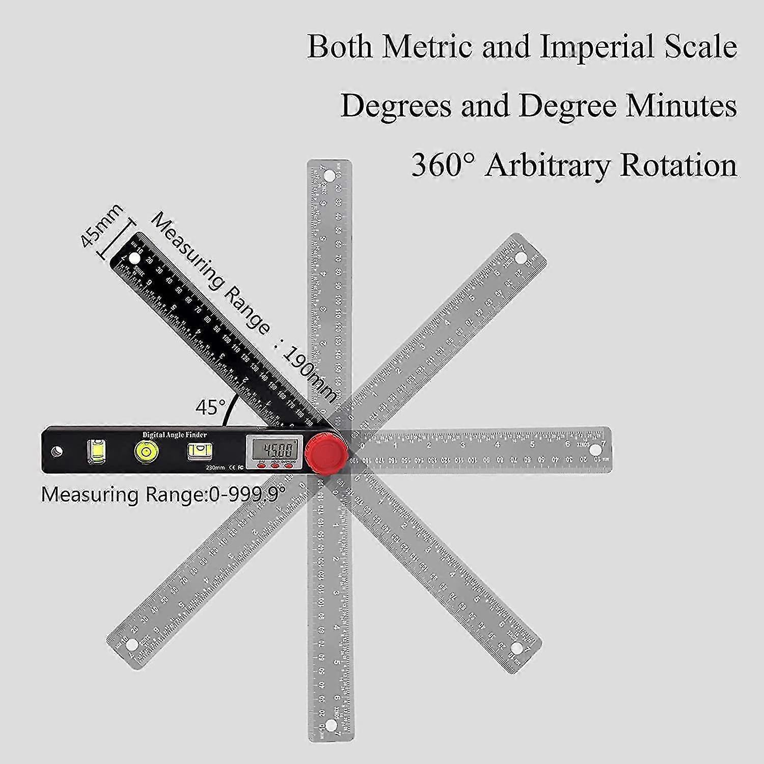 Digital Angle Ruler Protractor Spirit Level Ruler Digital Goniometer ...