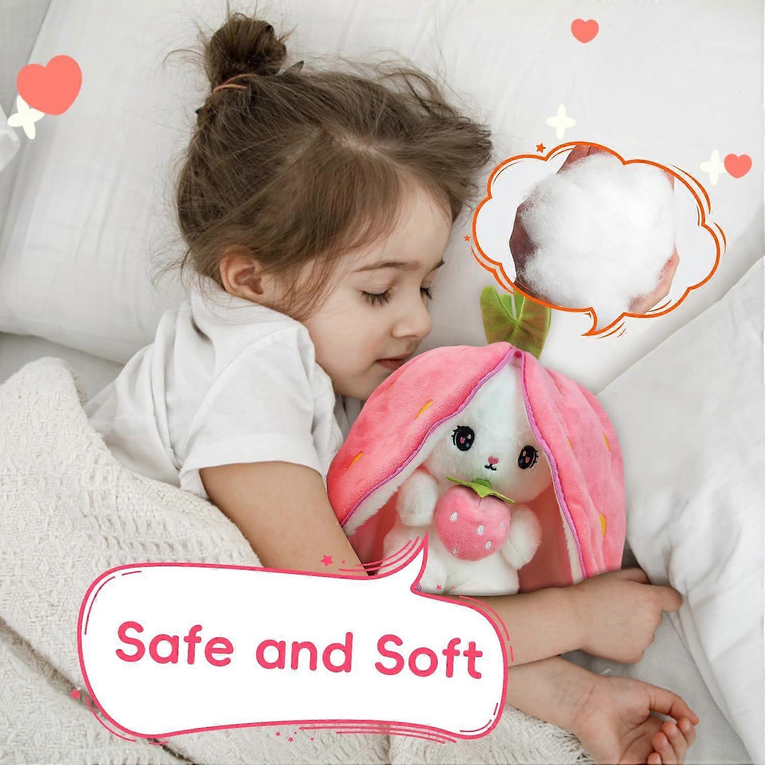 Bunny Stuffed Animal Reversible Cuddle Bunny Stuffed Pillow, Strawberry ...
