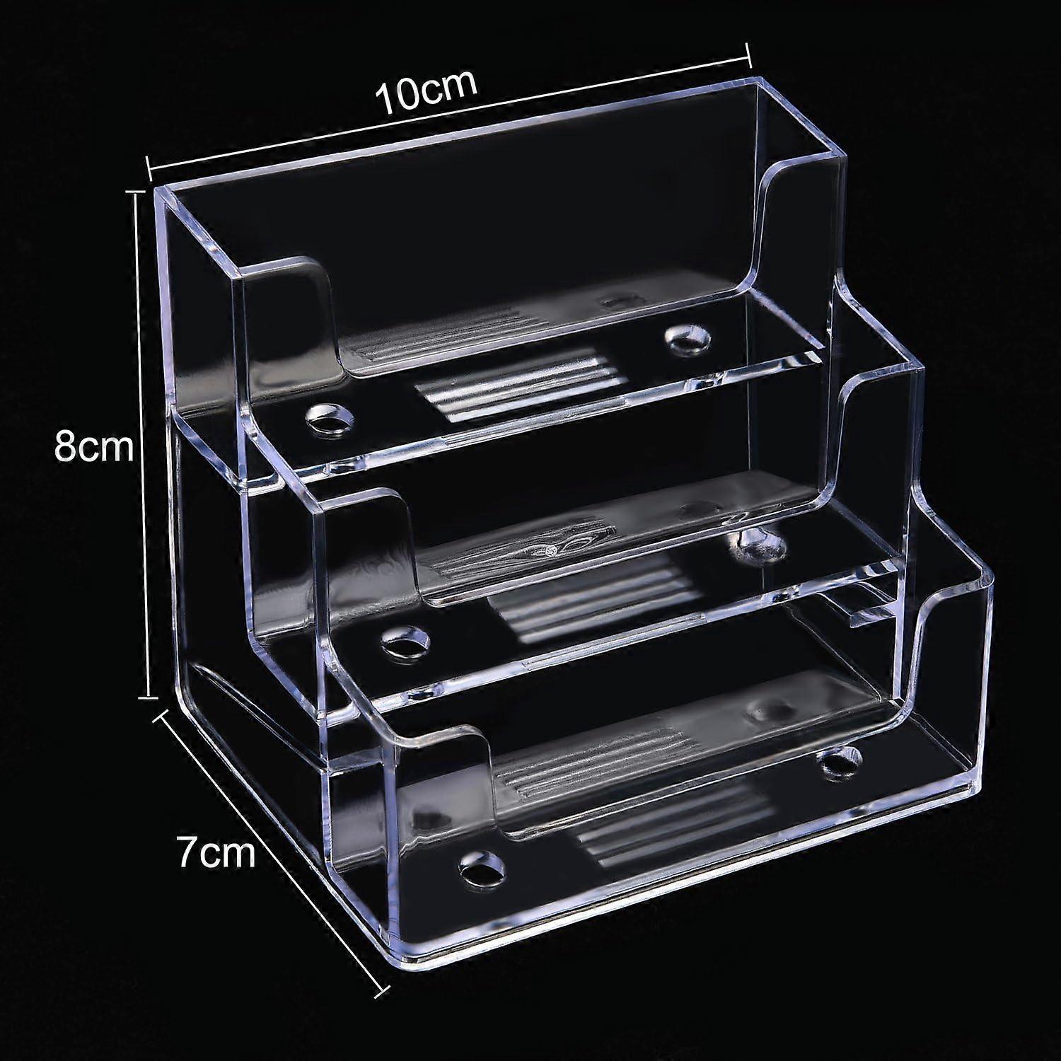 Business Card Holder 3 Tiers Plastic Card Stand Organizer Clear Card ...
