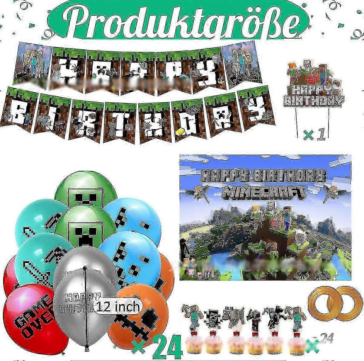 Minecraft Game Themed Kids Birthday Party Supplies Kit Balloons Banner ...