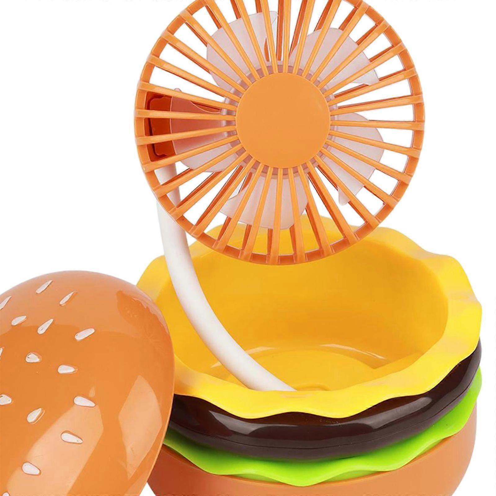Burger Mini Fan Kids Outdoor Hand Fan Toy Stylish Eyelash Table Fan ...