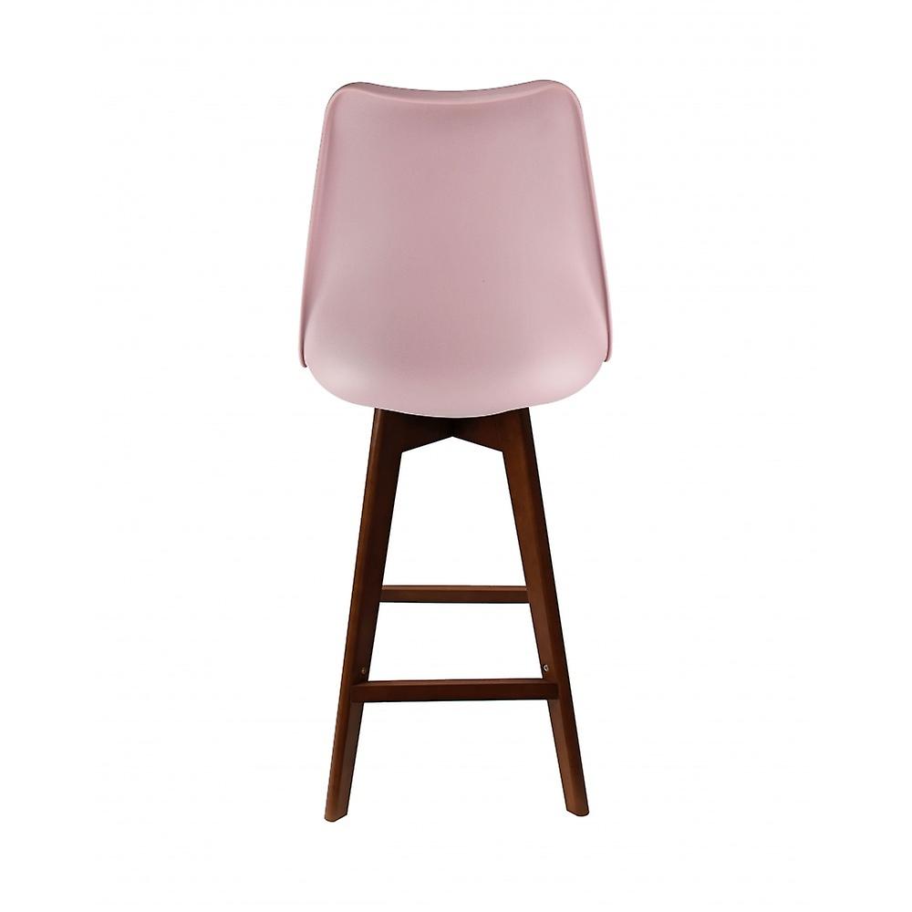 Fusion Living Soho Blush Pink Plastic Bar Stool With Dark Wood Legs ...