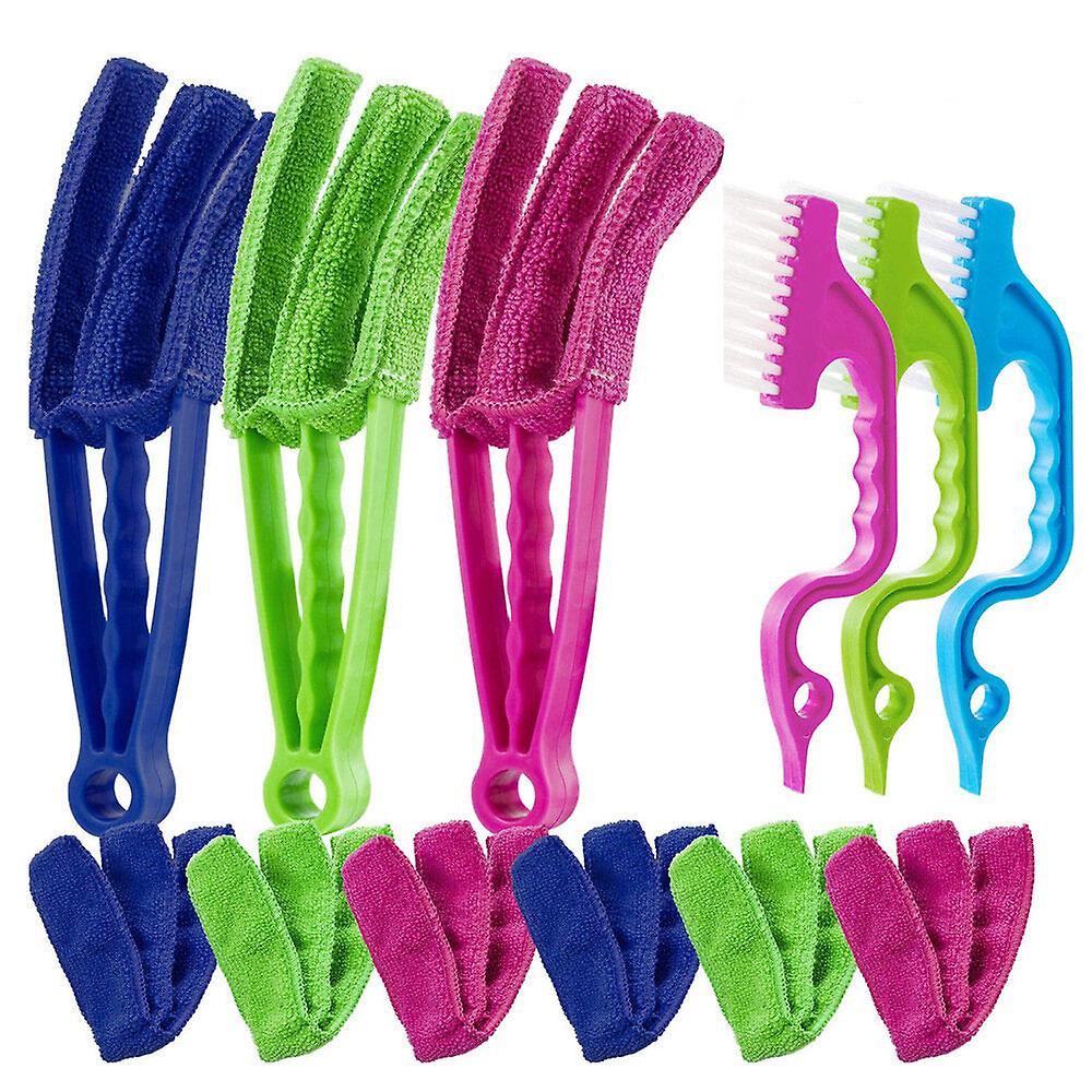 12-Piece window shutter cleaning brush set with fiber sleeves for slot ...