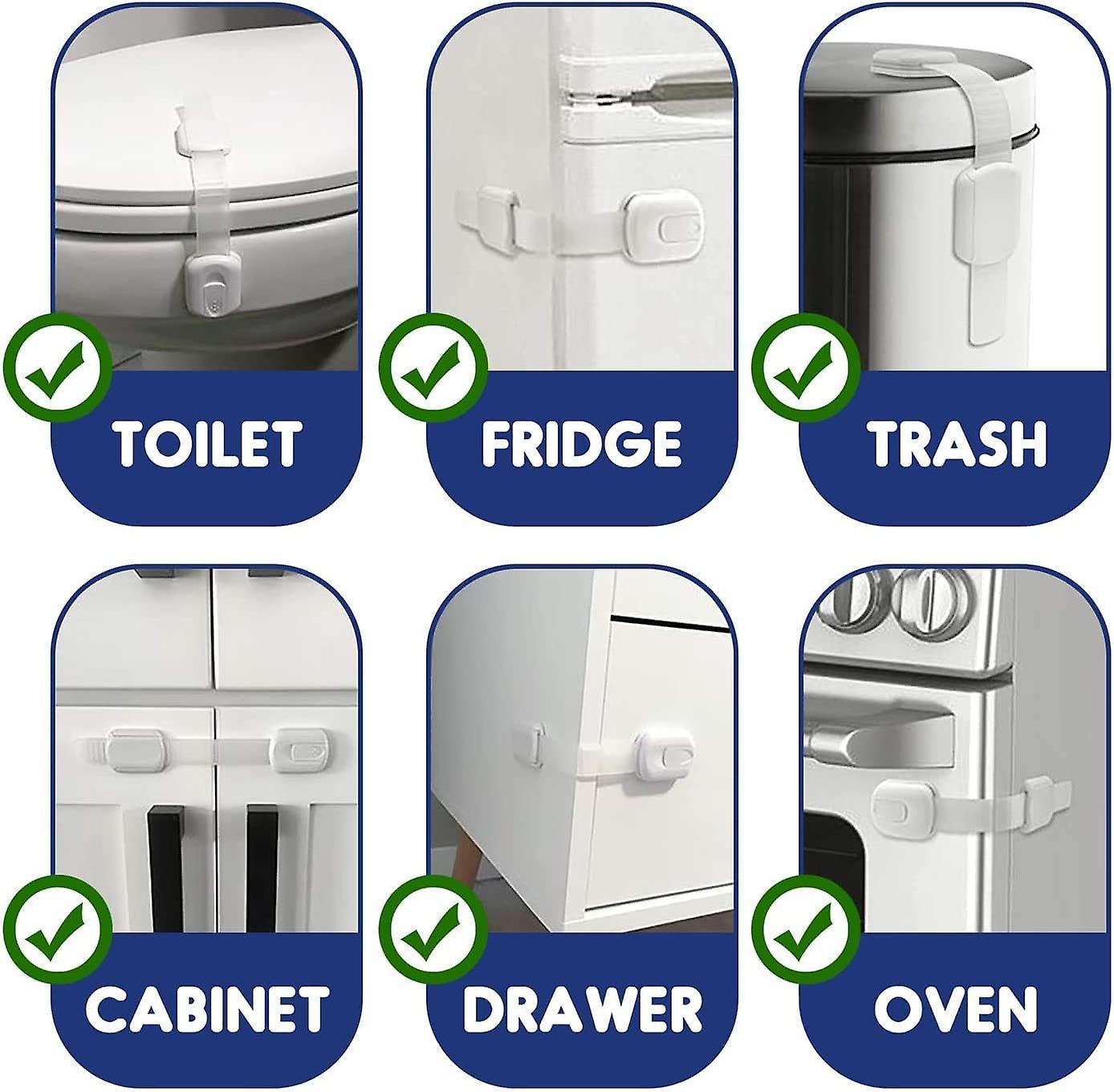 Child lock for cabinet and drawers (10 pieces), self-adhesive baby ...