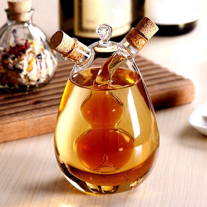 Anti-leak Oil Pot Glass Condiment Cruet Bottles Double Pourer Spout ...