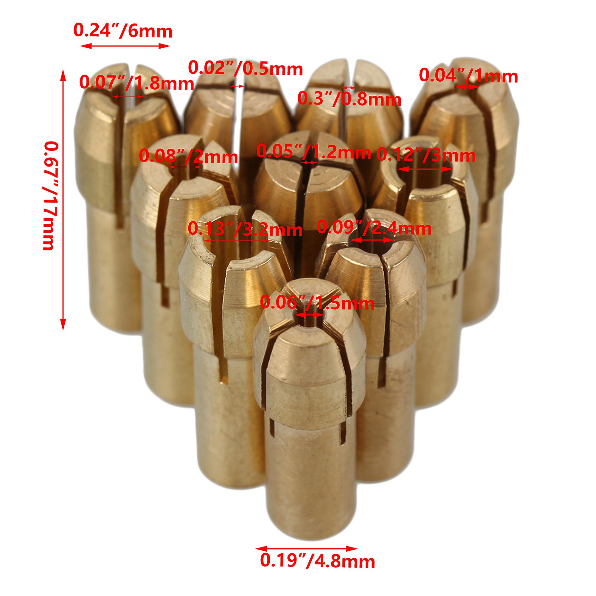 10pcs 0.5-3.2mm Copper Grinding Drill Collect Chuck Holder 4.8mm ...