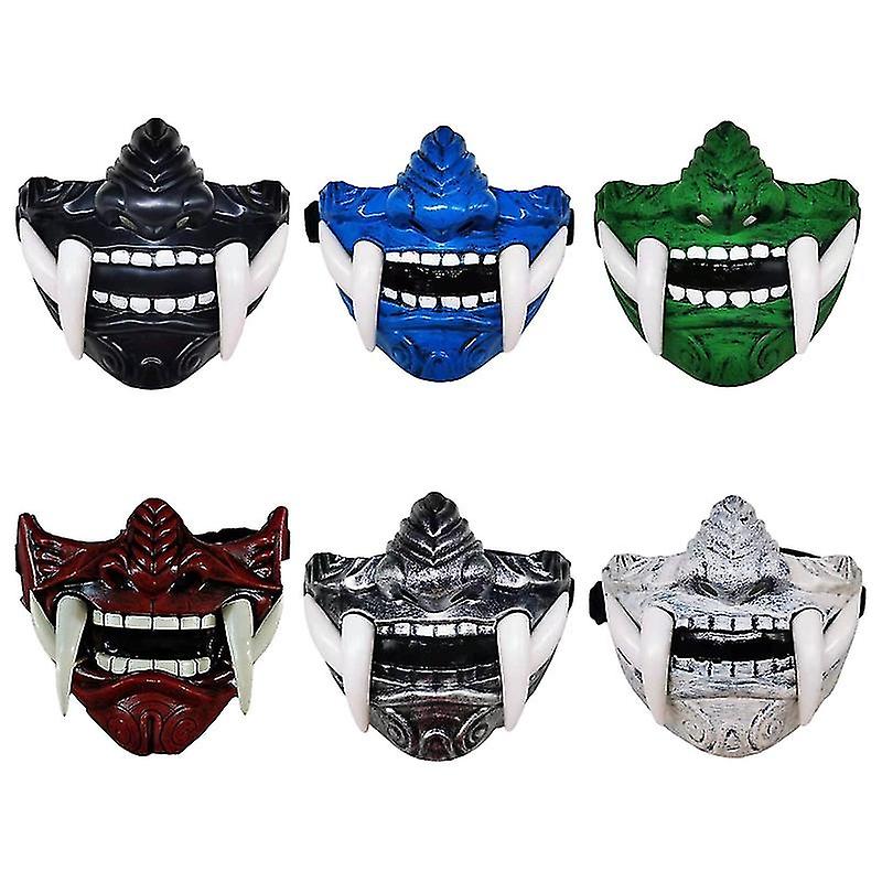 Airsoft Half Face Mask Prajna Mask Japanese Samurai Oni Hannya Demon ...