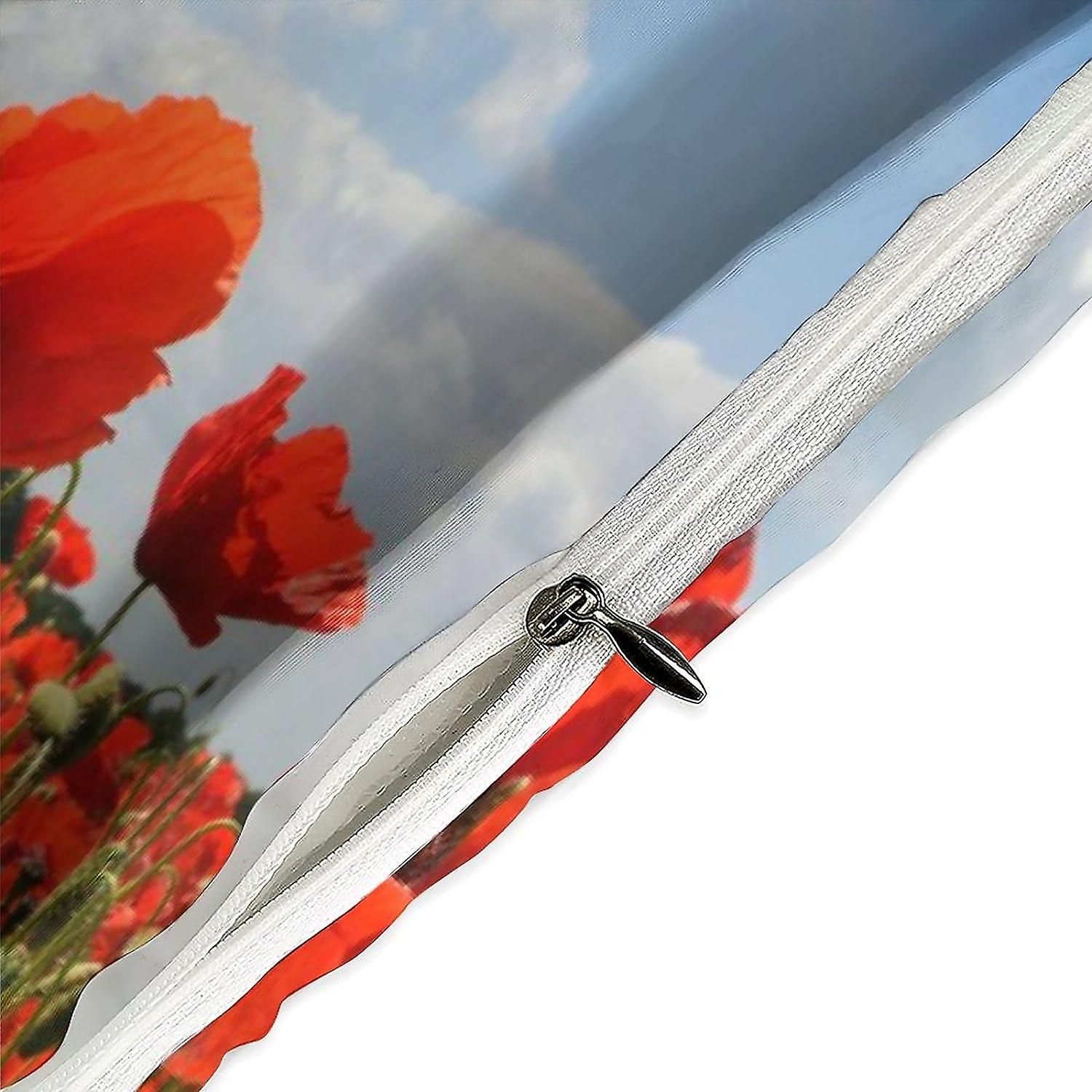 Poppy Duvet Cover Set 3D Bedding Set botanical Print Comforter Cover ...