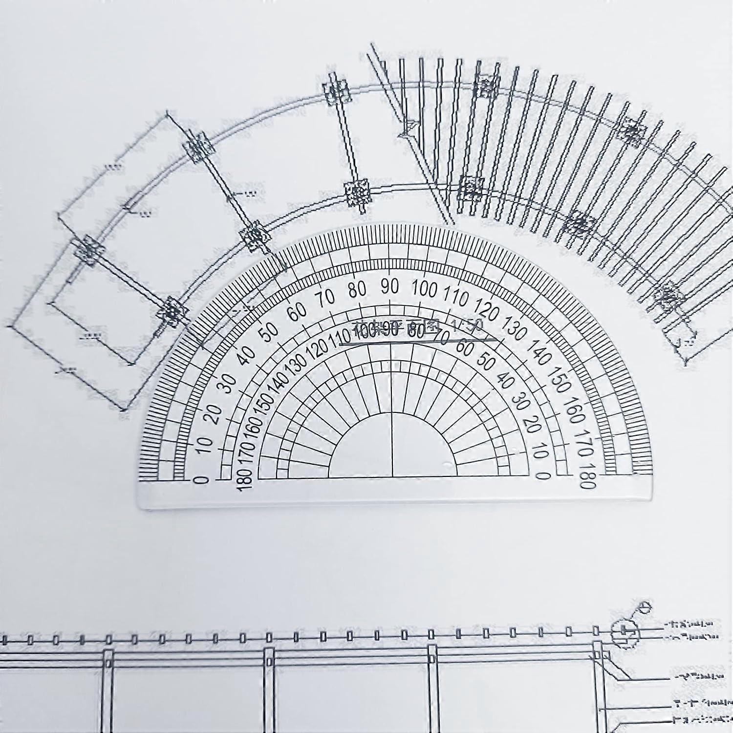 3pcs Clear Plastic Geometry Protractor 180 Degrees Ruler Protractors 4 ...