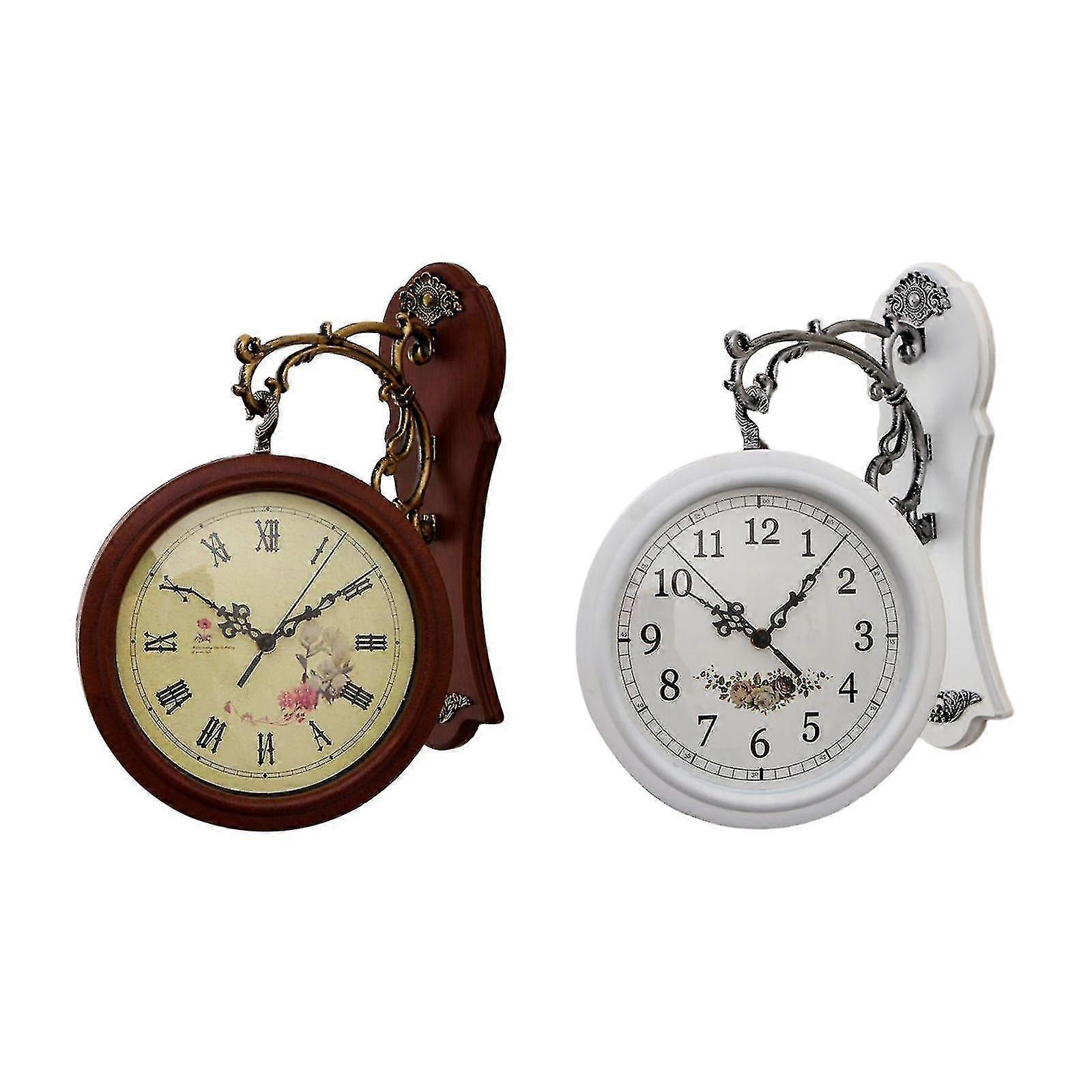 Double Sided Wall Clock Study Living Room Indoor Outdoor Station Clock ...