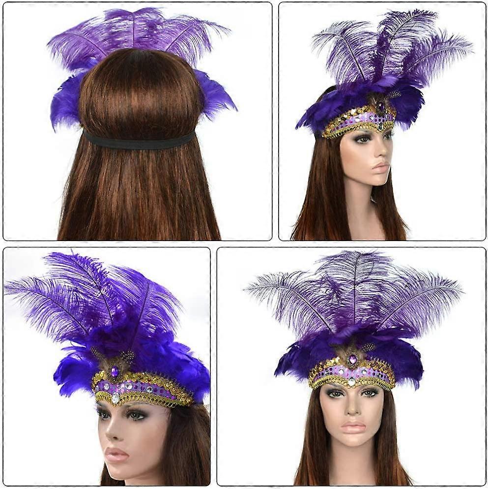 Feather Headband Party Masquerade Pageant Show Headdress(Pink) | Fruugo UK