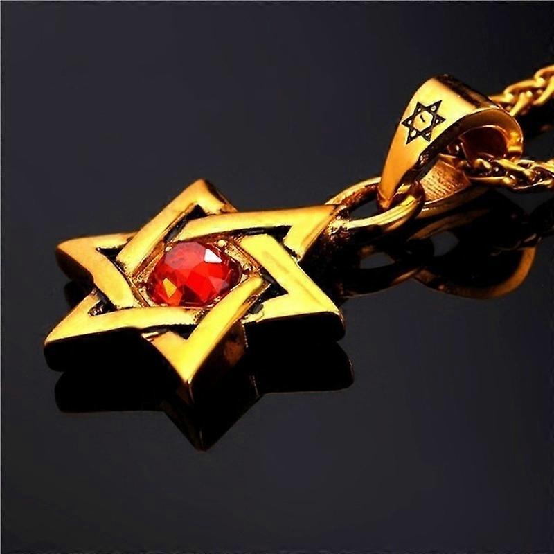David\ s Star Hexagonal Star Necklace Gem David\ s Shield Pendant Men ...