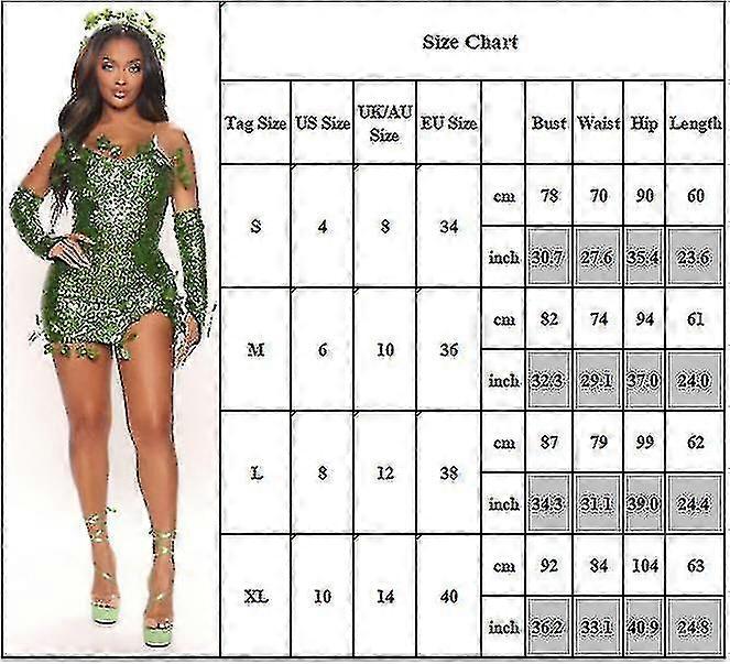 Halloween Villain Poison Ivy Cosplay Costume Fancy Dress For Women Carnival Party Sequin Dress ...