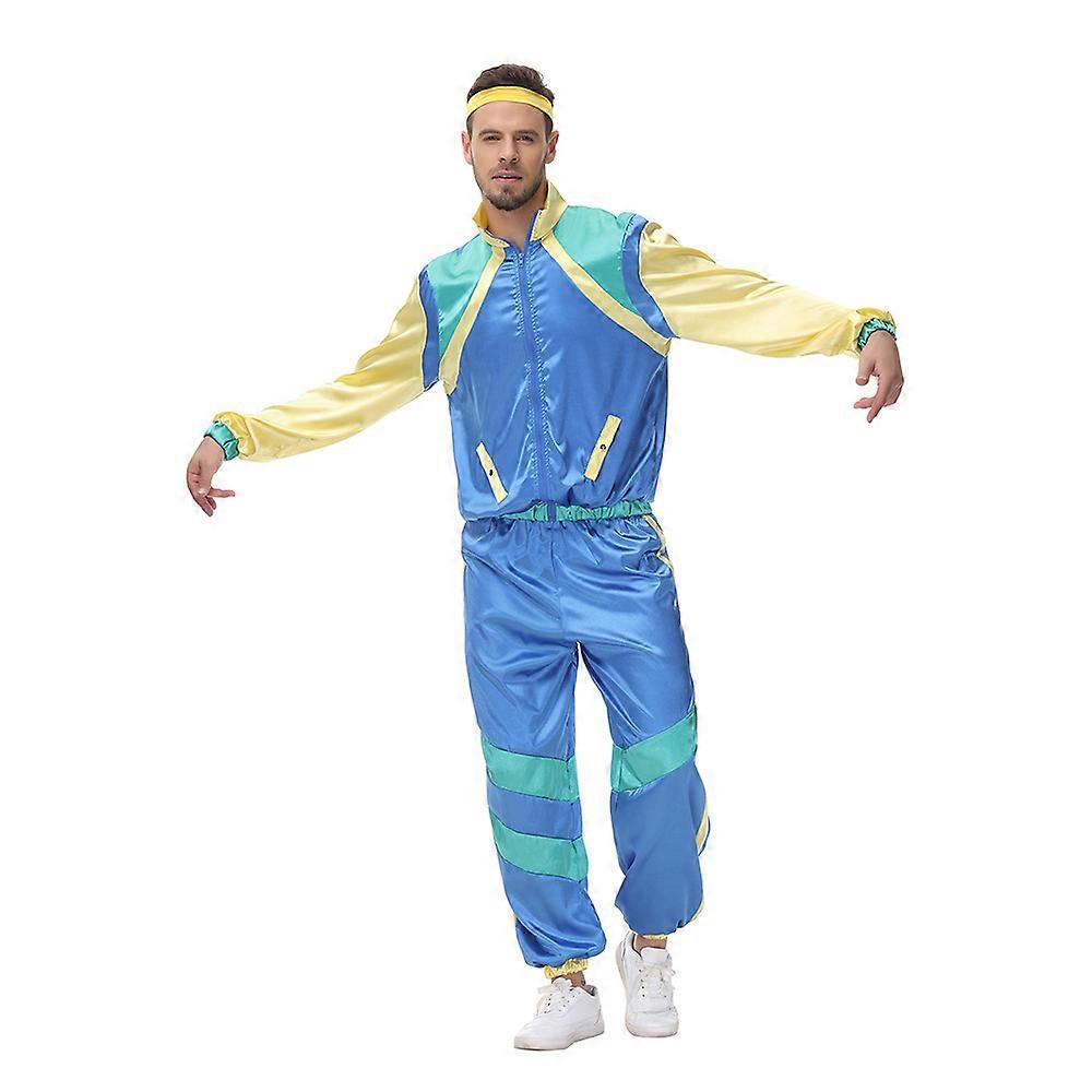 80s 90s Hip Hop Costume Retro Tracksuit Shell Suit Party Dress for Men ...