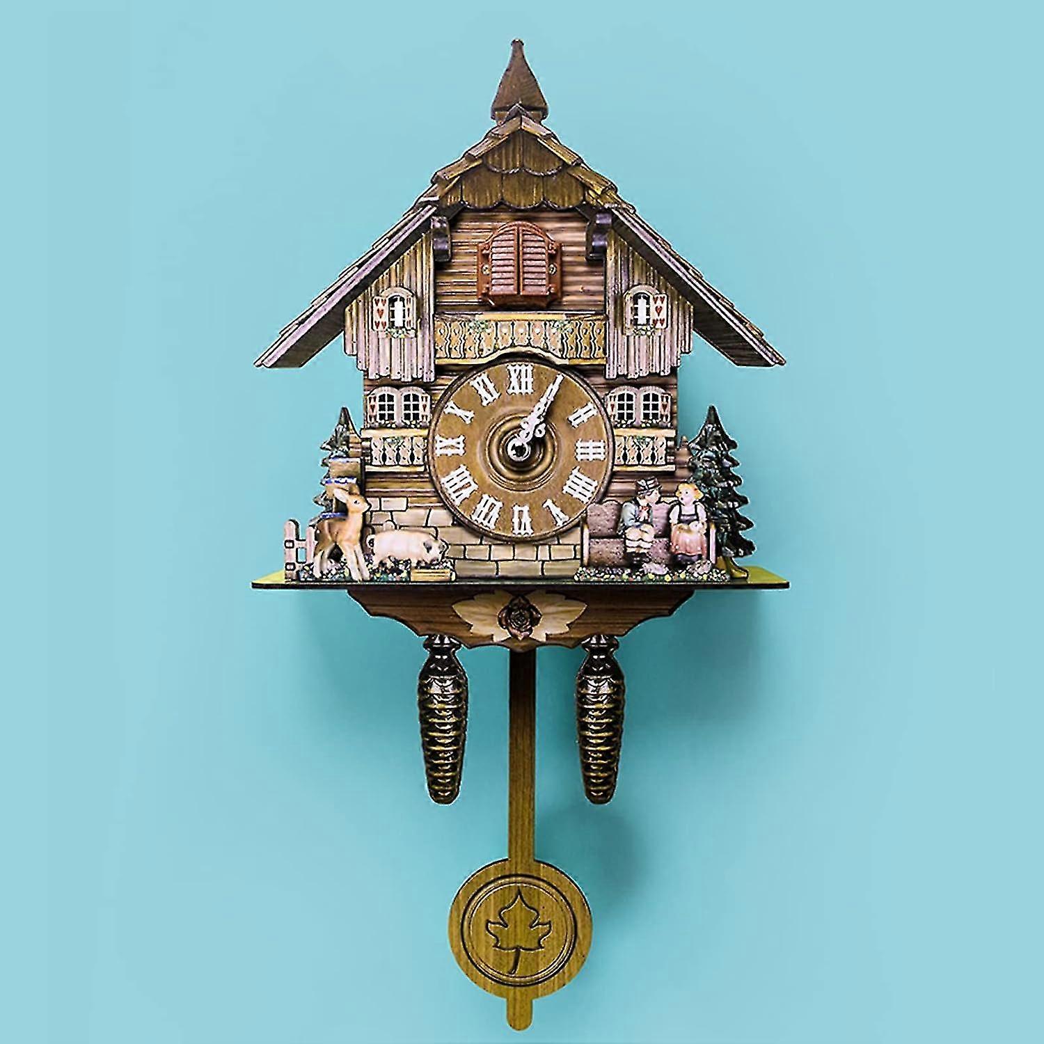 German Black Forest Cuckoo Clock Retro Nordic Style Wooden Cuckoo Wall ...