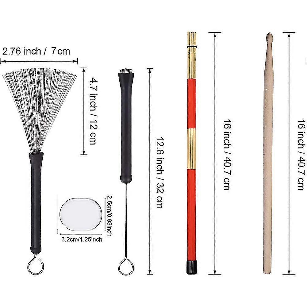 Drum Sticks Set,5a Maple Wood Drum Sticks,drum Rods Brushes,retractable ...