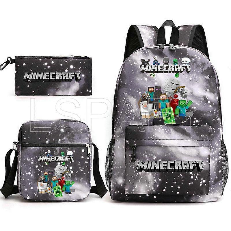 3PCS MINECRAFT Backpack Cartoon Children Boys Girls School Bags ...