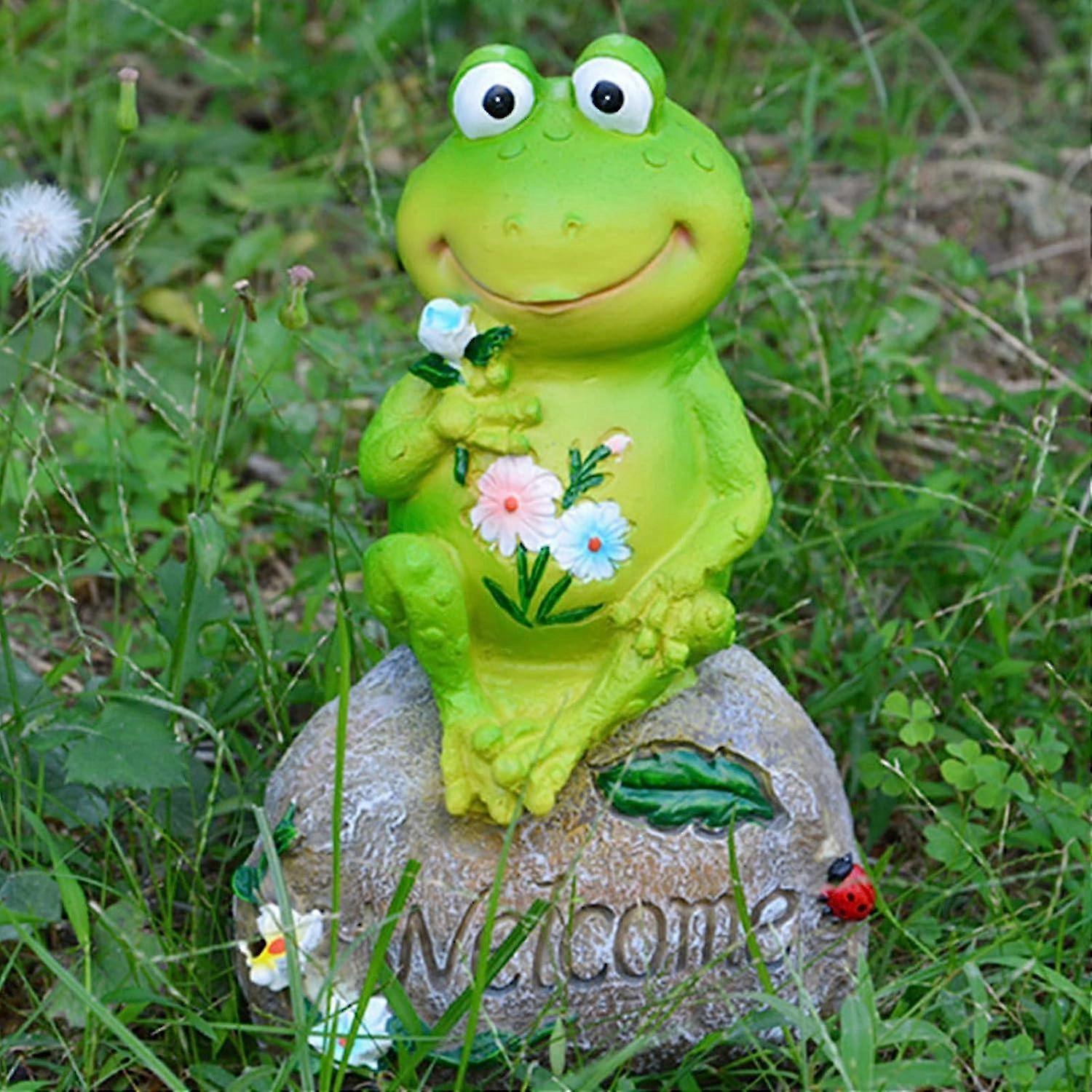 Frog Garden Decoration, Resin Frog Statue Sculpture, Welcome To Our ...
