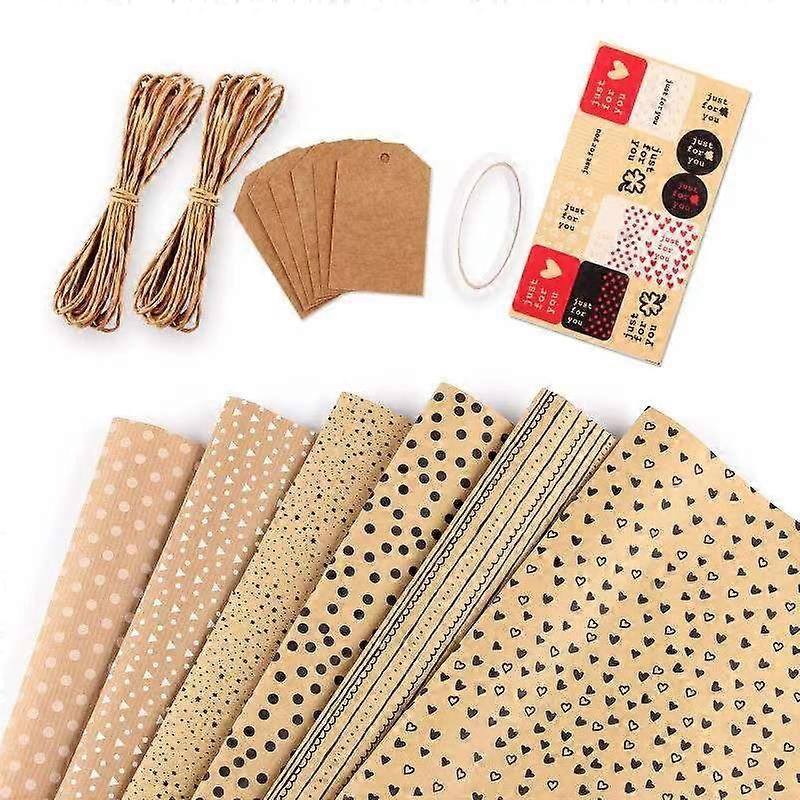 6pcs Kraft Wrapping Paper Birthday Wrapping Paper 70x50cm Eco-Friendly ...