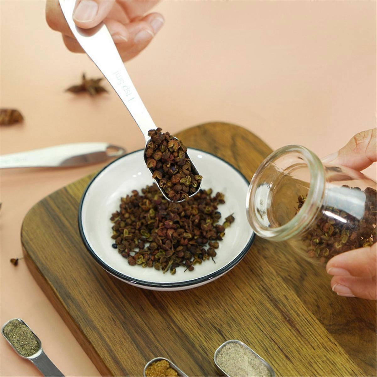 Seasoning Spoon with Scale Measuring Spoon Set Stainless Steel Spice ...