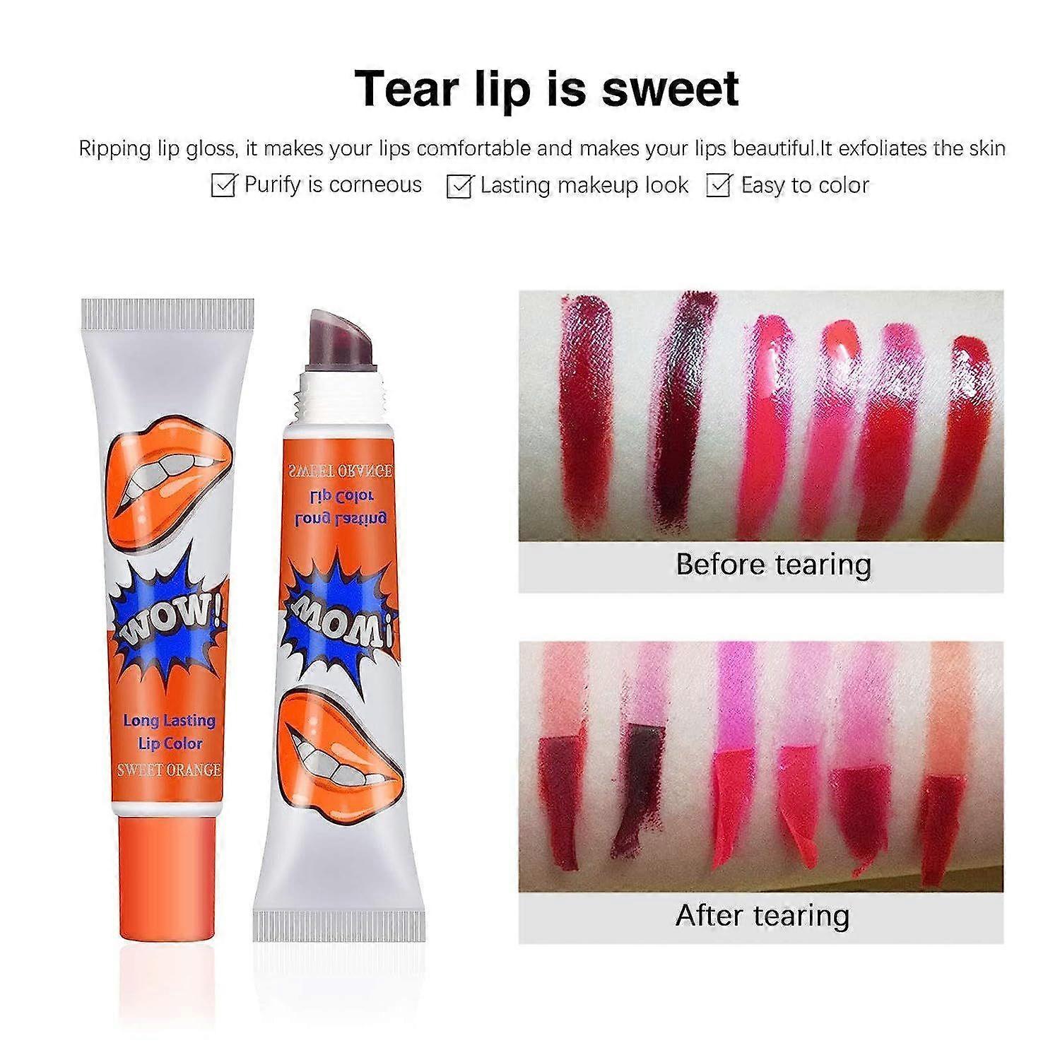 6 Colours Magic Tattoo Lip Gloss Set, Peel Coloured Lip Gloss Tattoo ...