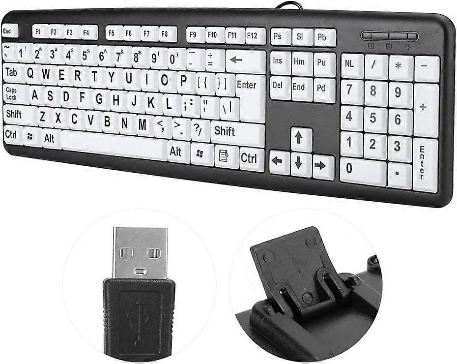 Ergonomic Large Print Computer Keyboard, Full Qwerty English (Us ...