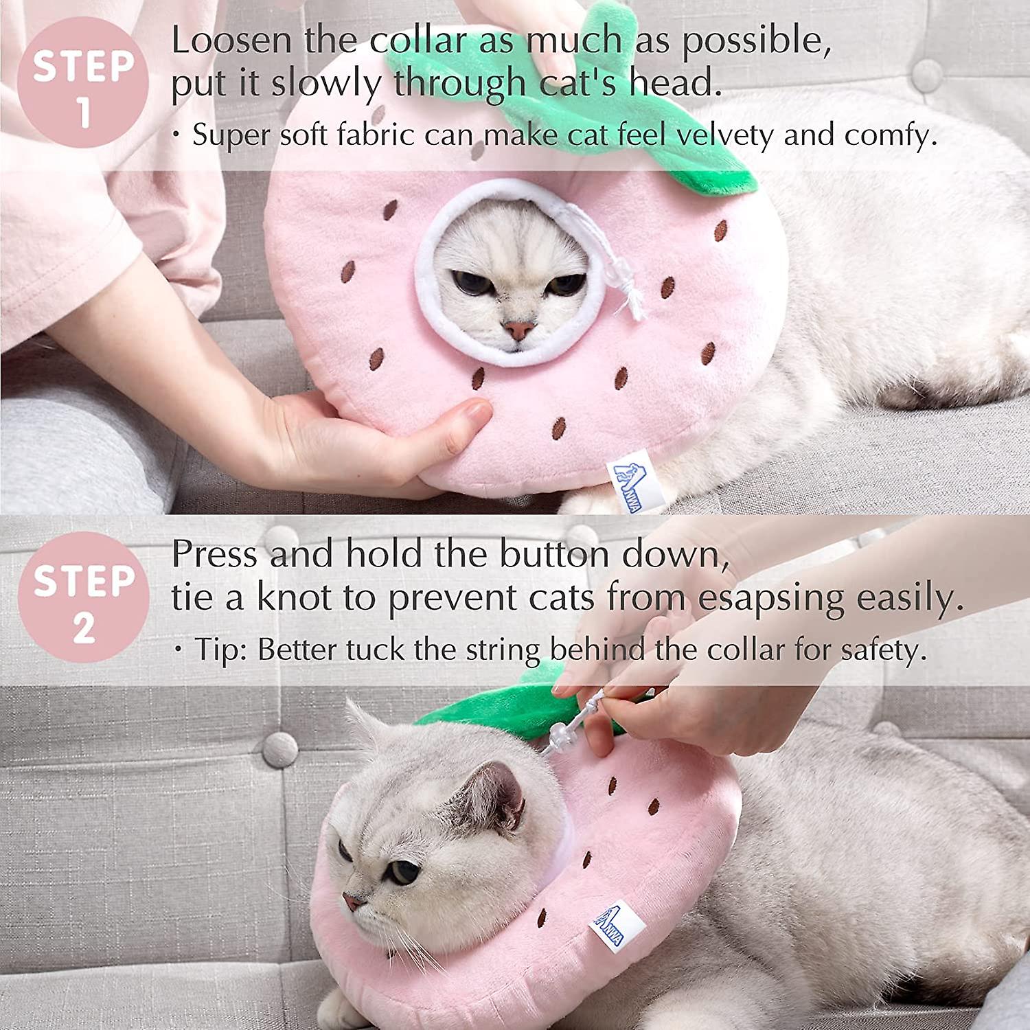 Adjustable Cat Cone Collar Soft, Cute Cat Recovery Collar, Cat Cones ...