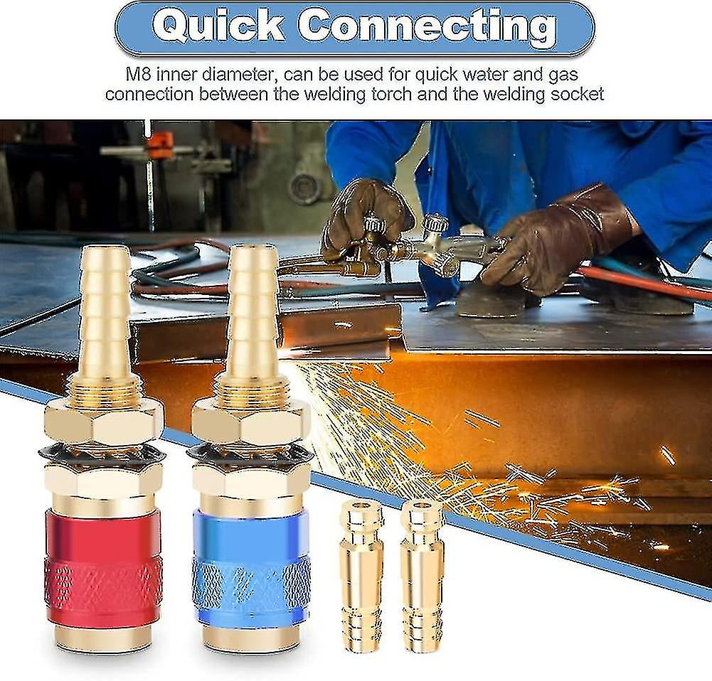 2 Pieces Oxygen Acetylene Torch Quick Coupler 8mm Welding Gas Adapter ...
