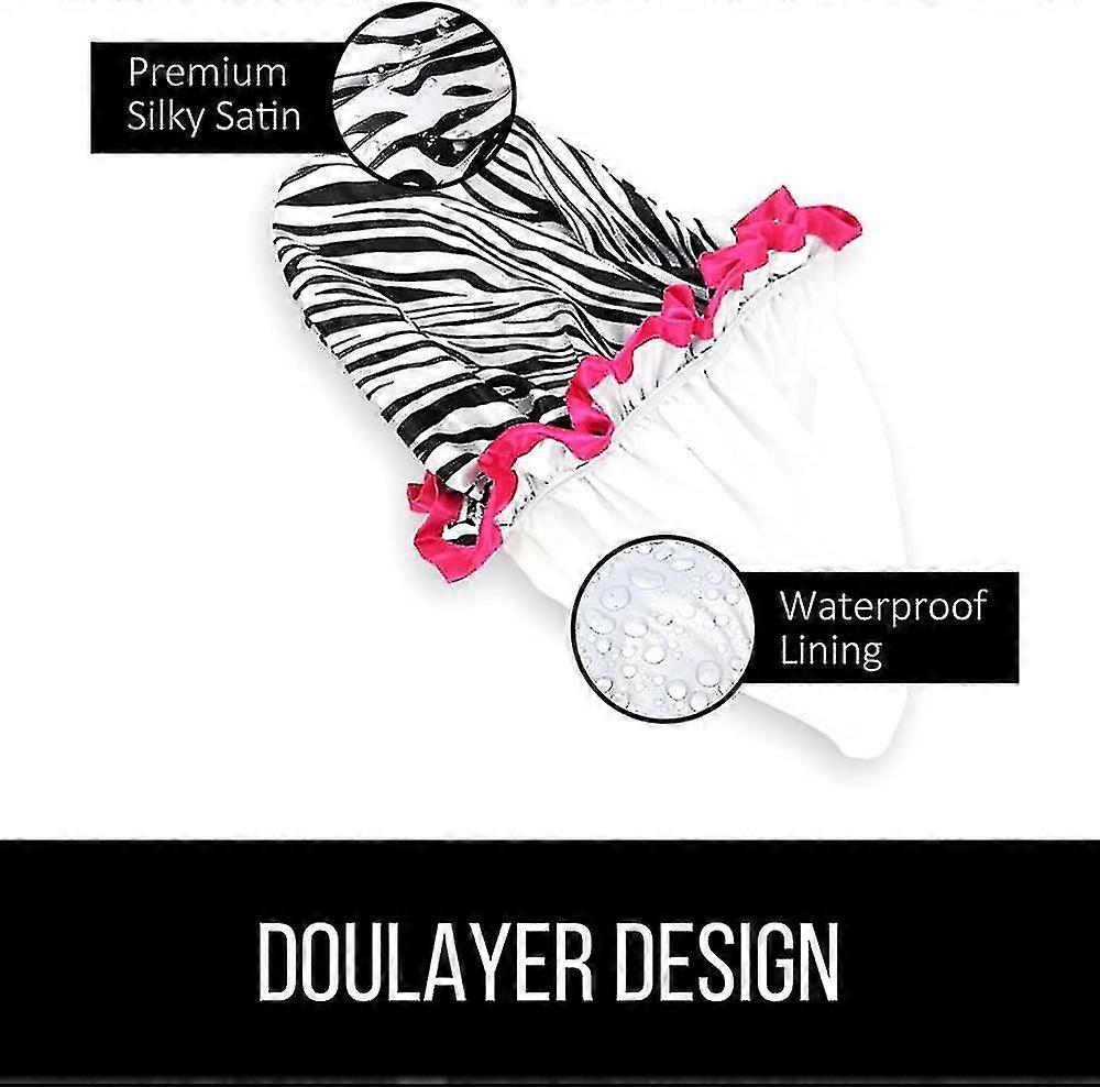 Shower Cap 4 Pack, Luxury Double Layer Silky Satin Shower Caps ...