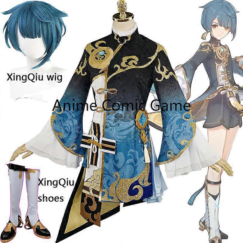 Anime Game Genshin Impact XingQiu Cosplay Costume Xing Qiu Outfit Shoes ...