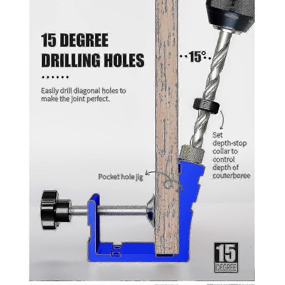 Pocket Hole Jig Kit, Pocket Hole Drill Guide Jig Set For 15 Angled ...