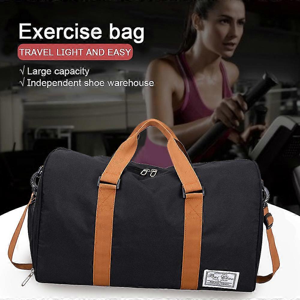 Sports Gym Bag With Shoe Compartment&wet Pocket,travel Duffel Bag,weekend Bag Black | Fruugo UK