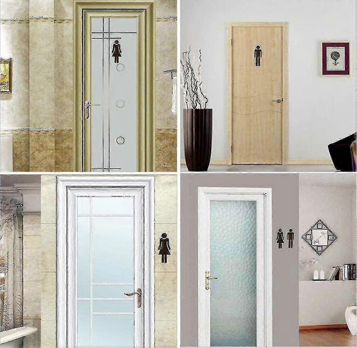 2 Pair 12x4cm Wc Door Plate Restroom Signs Male Female Toilet Stickers ...