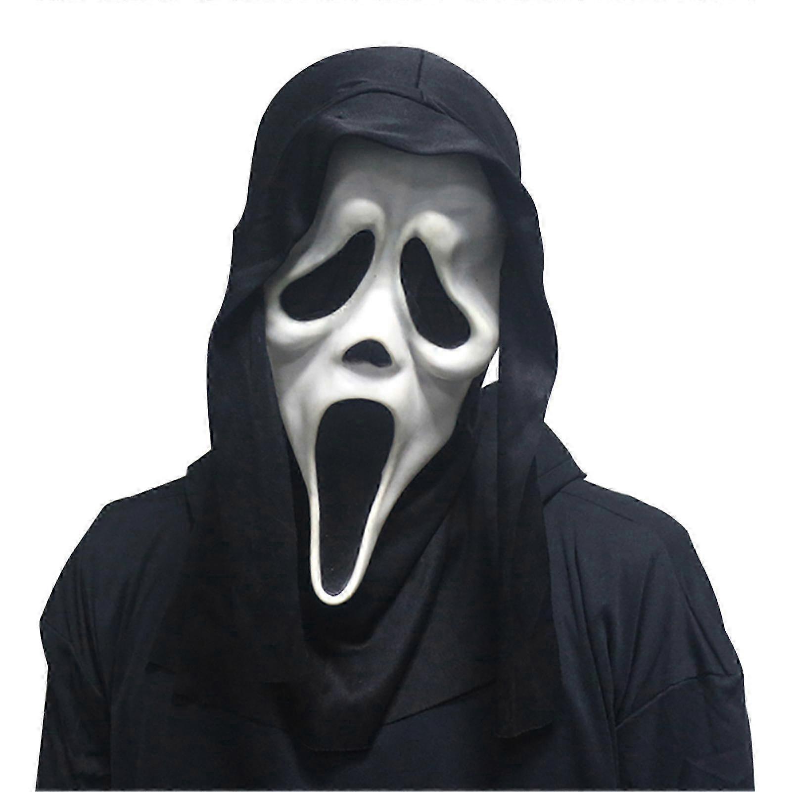 Scream Mask With Black Hood Ghost Face Halloween Fancy Dress Accessory ...