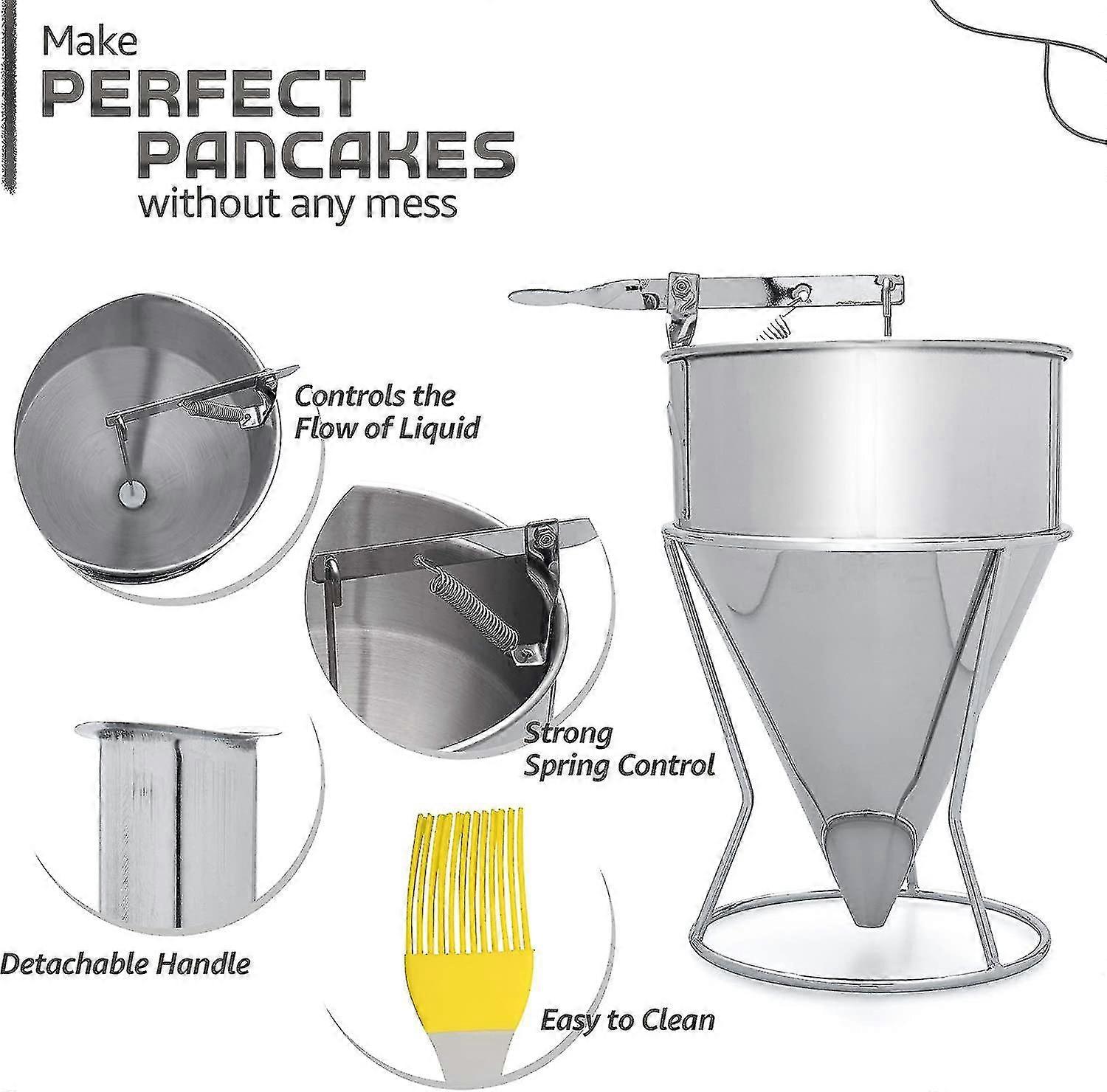 Nejamart Pancake Batter Dispenser With Silicone Basting Brush, Ideal ...