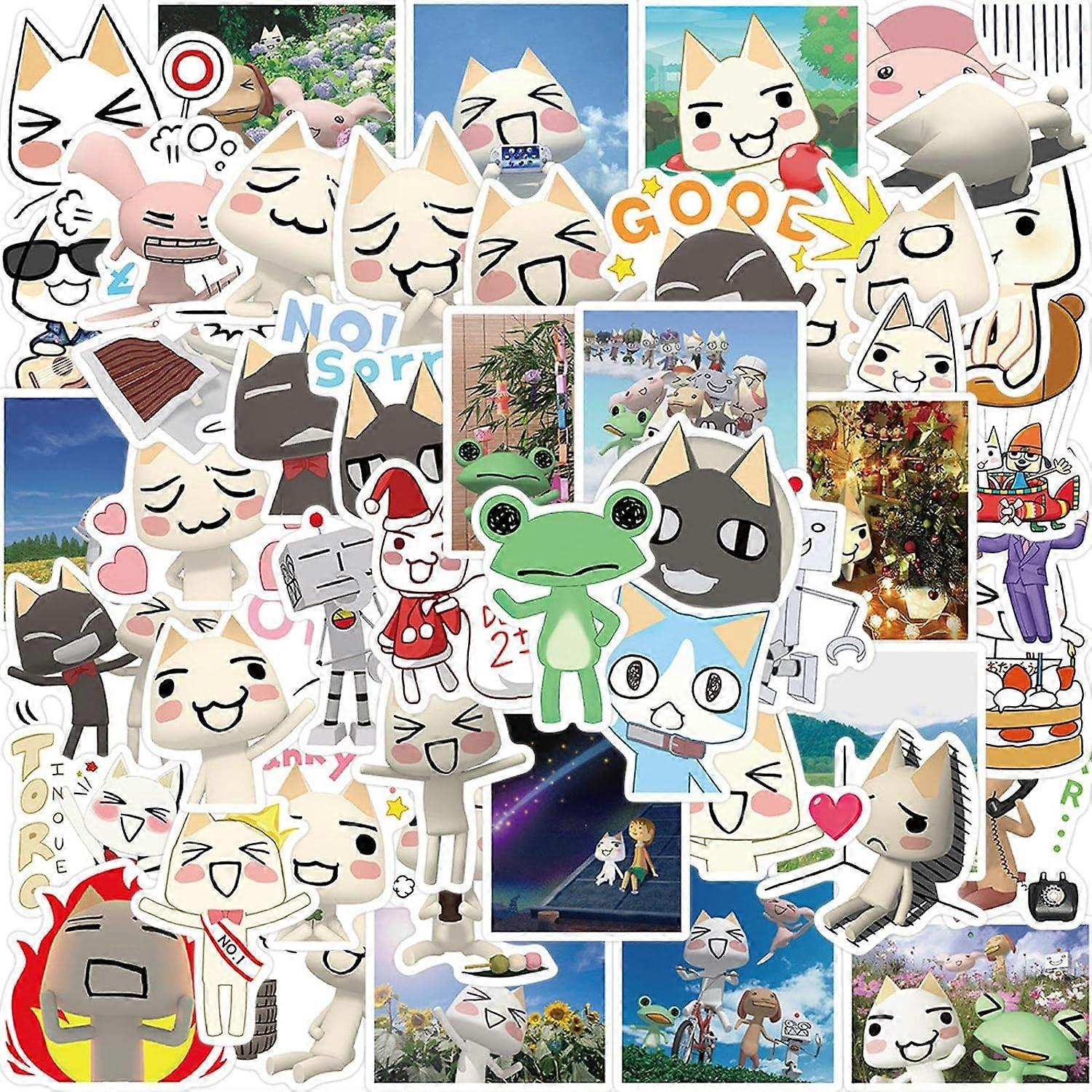 50pcs Inoue Toro Cute Stickers Kawaii Cat Characters Vinyl Graffiti ...