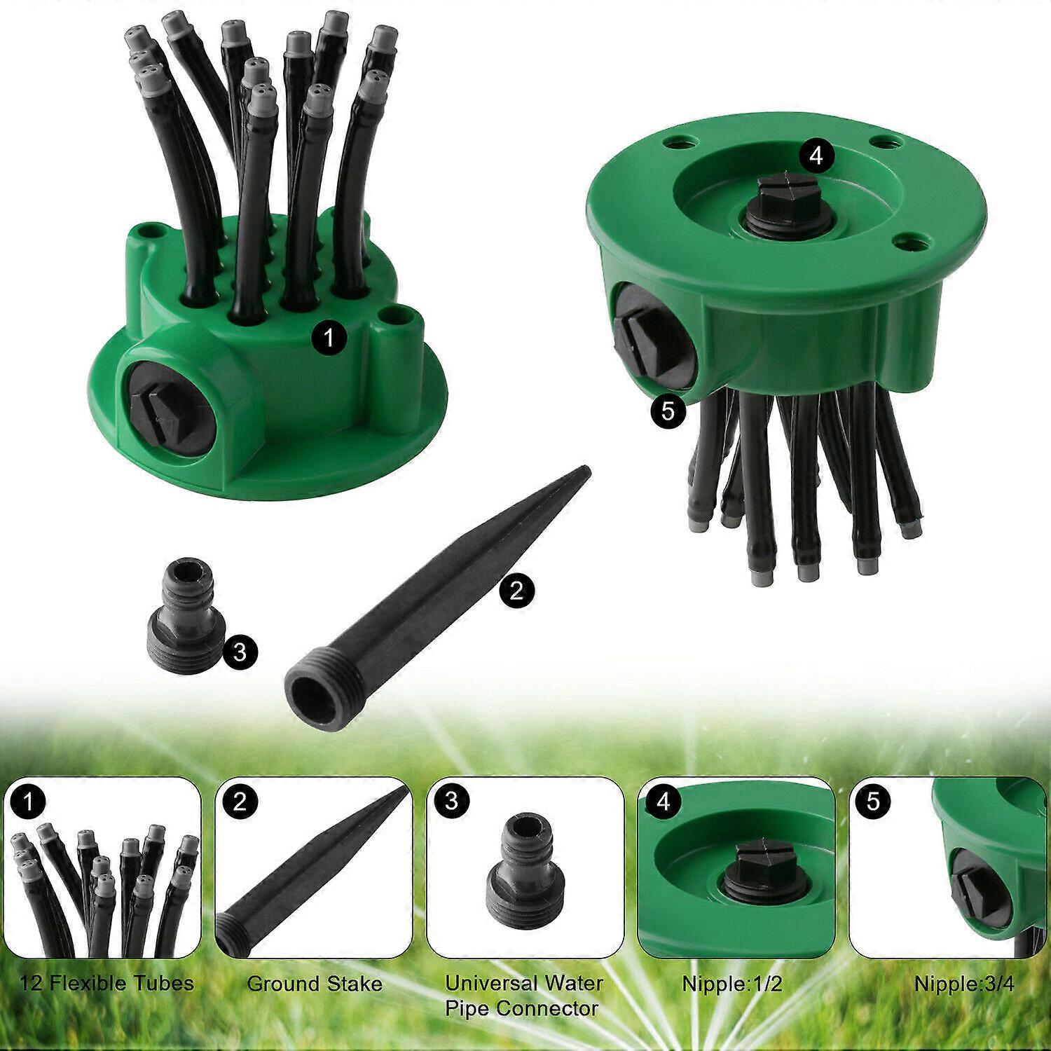 Garden Sprinkler Multi-Tips Lawn Sprinkler Head Nozzle 12 Flexible ...