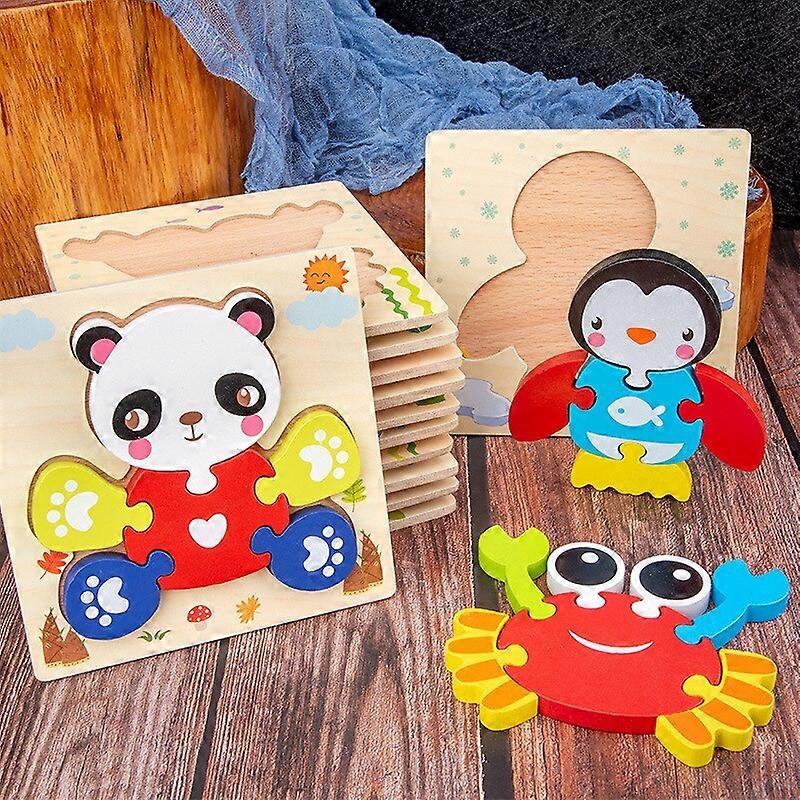 Kids Hand Grab Board 3D Puzzle Wooden Toys for Children Cartoon Animal ...