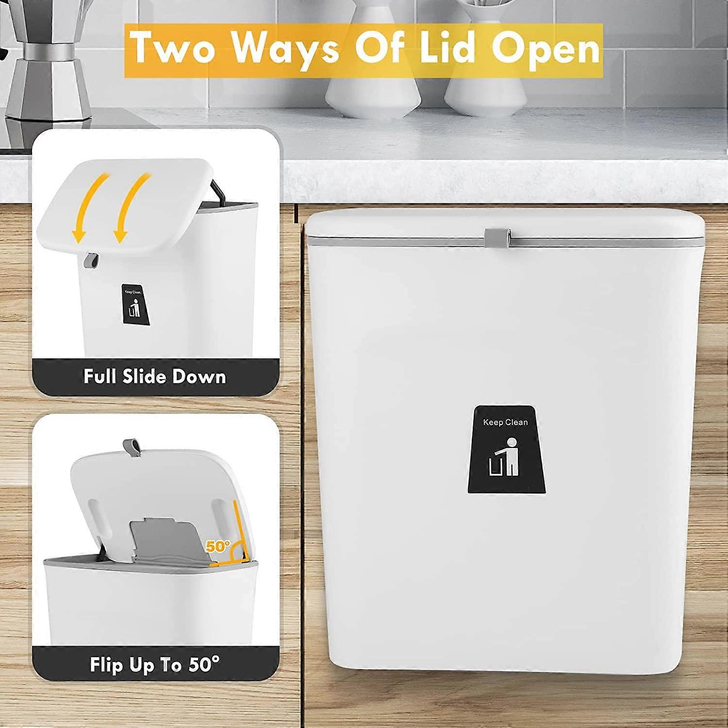 Hanging Kitchen Bin with Lid, Cupboard Bins for Kitchen Cabinet Door ...