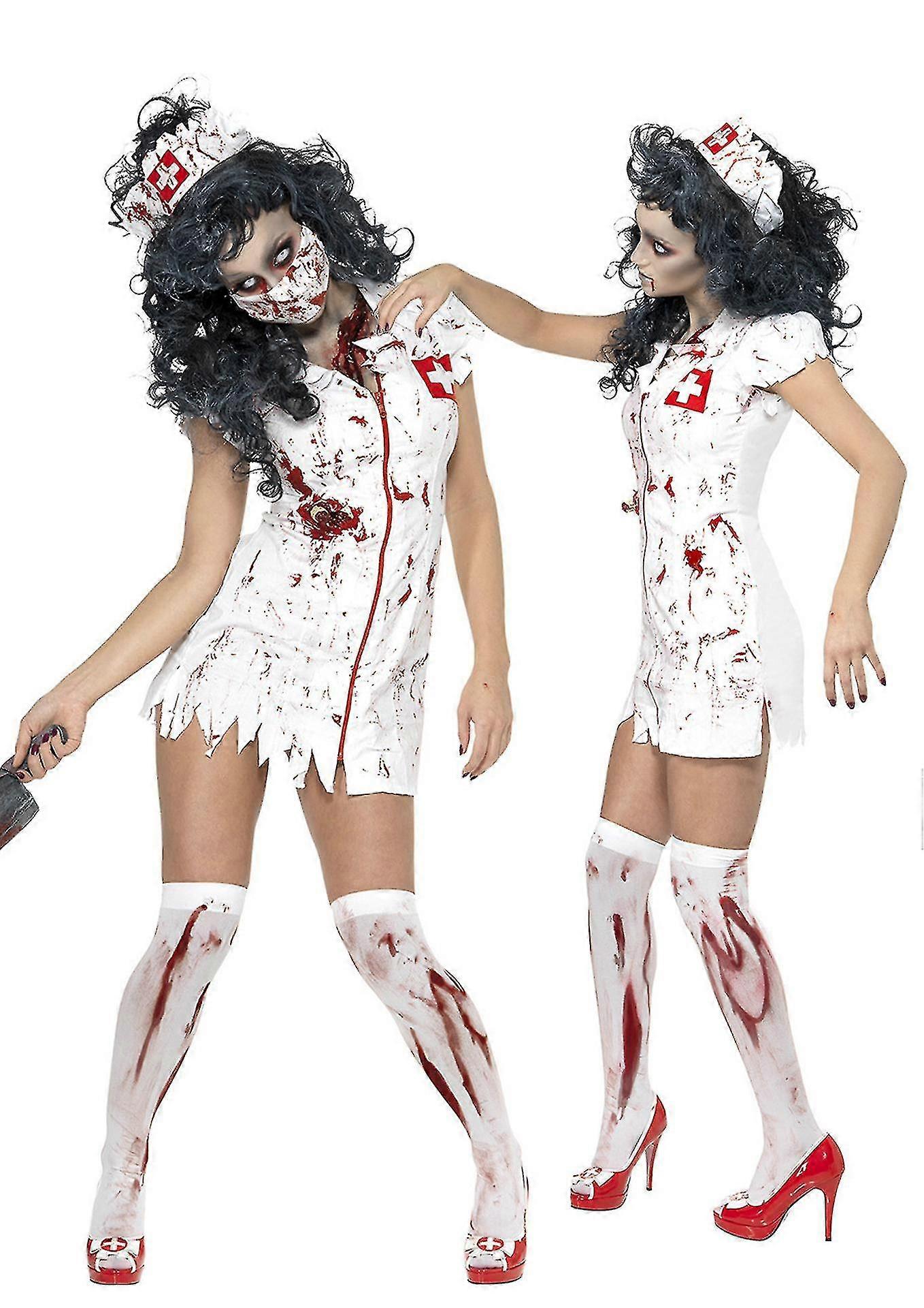 Halloween Cosplay Costumes Bloody Rose Mary Nurse Demon Clothes White ...